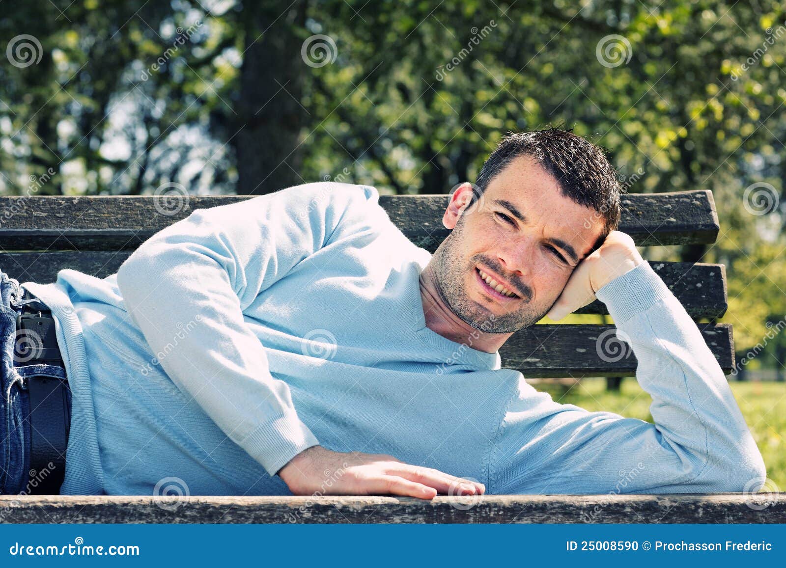 Bench attitude stock photo. Image of enjoyable, portrait - 25008590