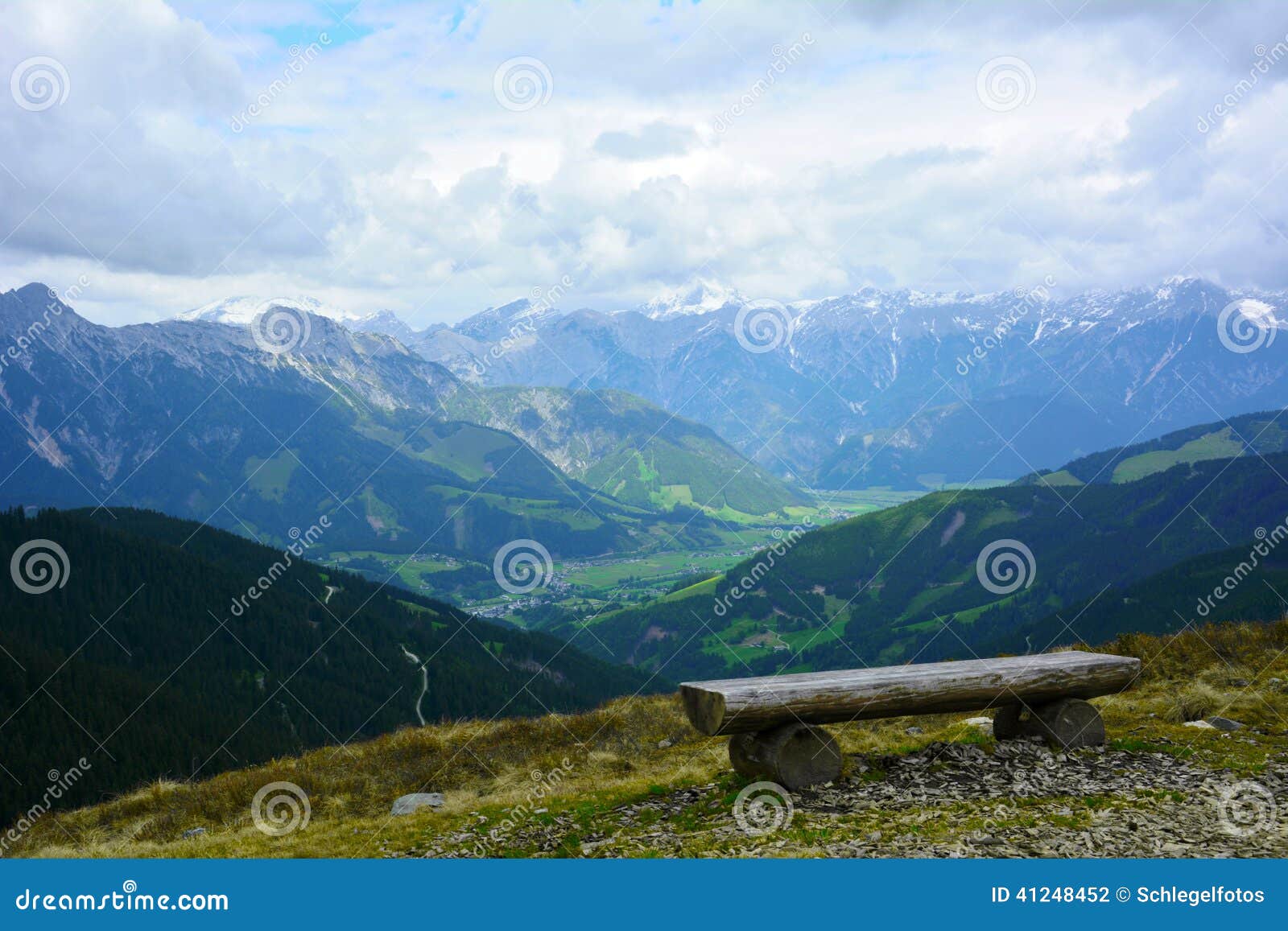 Bench in Austria Alps Mountains Stock Photo - Image of alpine, austrian ...