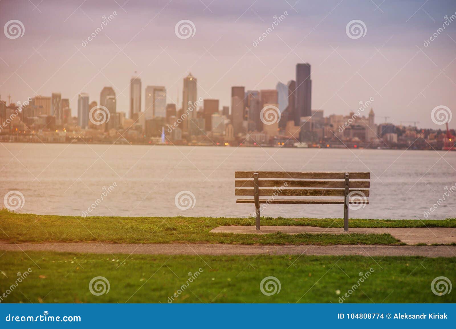 Bench on the Background of the City Panorama Stock Photo - Image of ...
