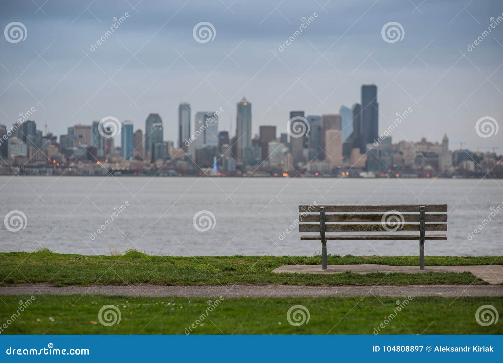 Bench on the Background of the City Panorama Stock Image - Image of ...