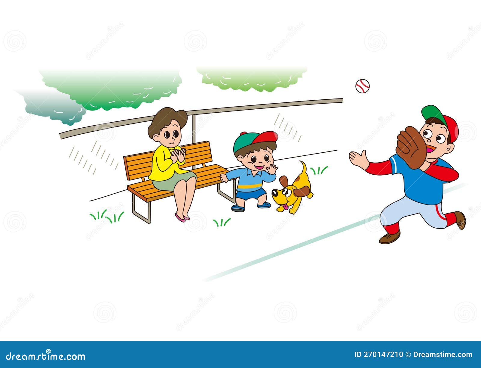 Family Watching Baseball Game Stock Vector - Illustration of field ...