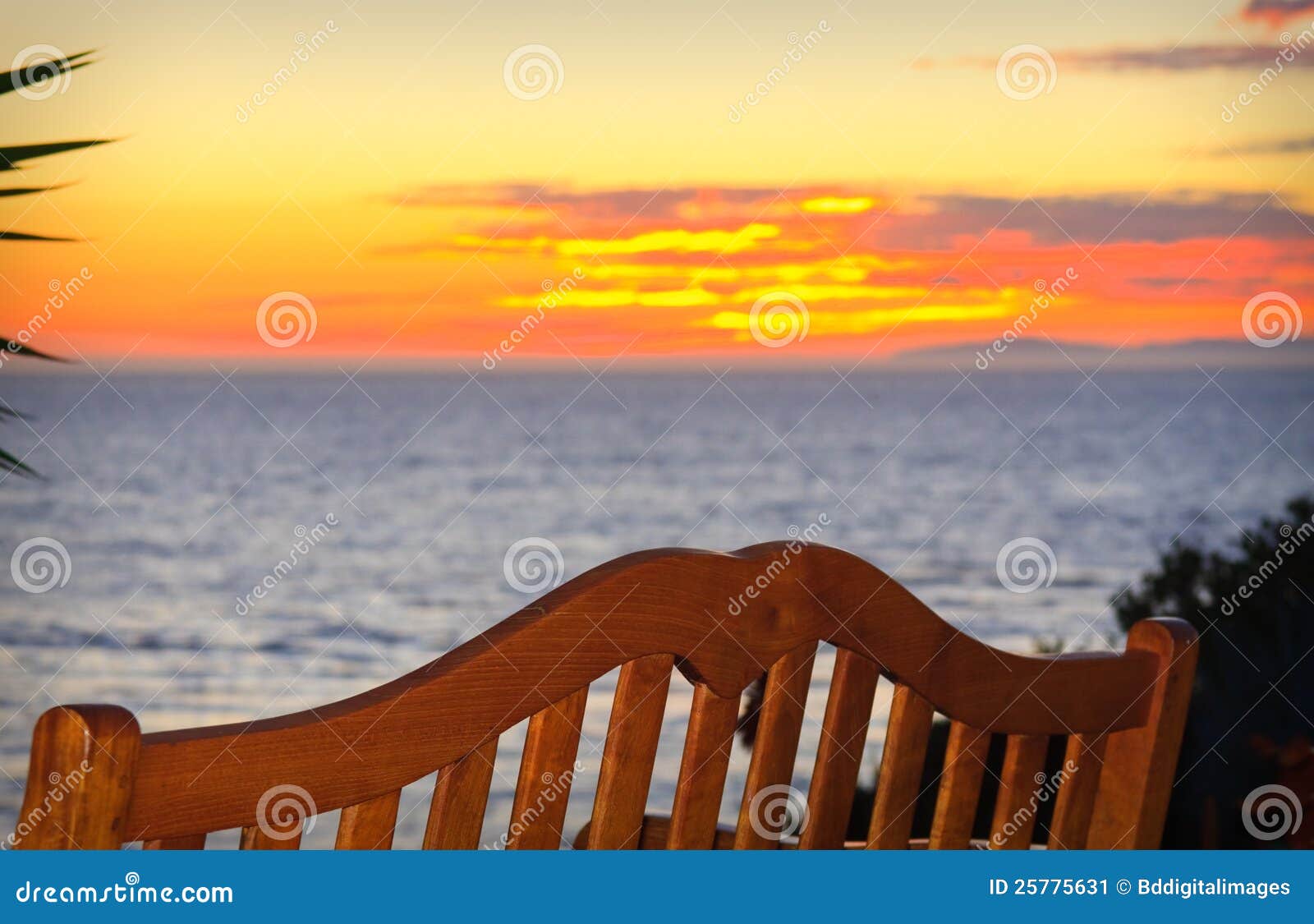 Bench on the Beach at Sunset Stock Image - Image of outdoors, coast ...