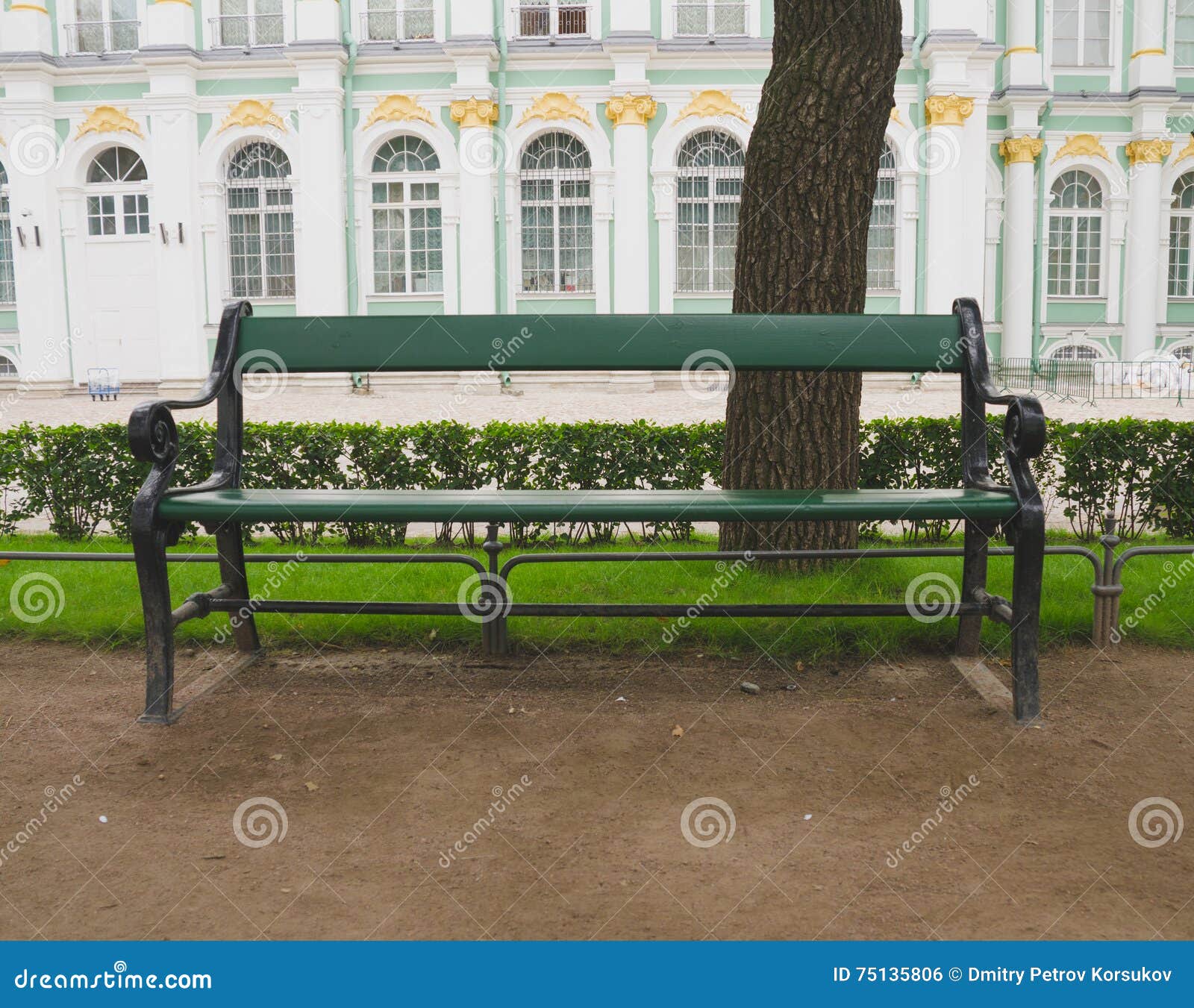A Bench in the Courtyard of an Old House Stock Photo - Image of bush ...