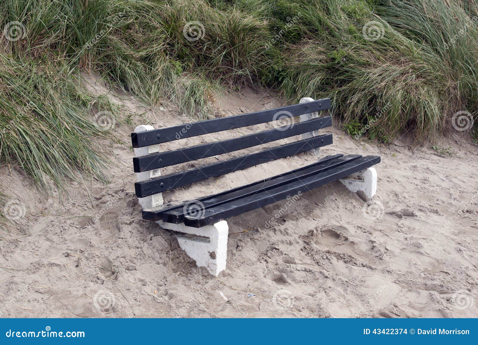 Bench covered in sand stock photo. Image of beach, summer - 43422374