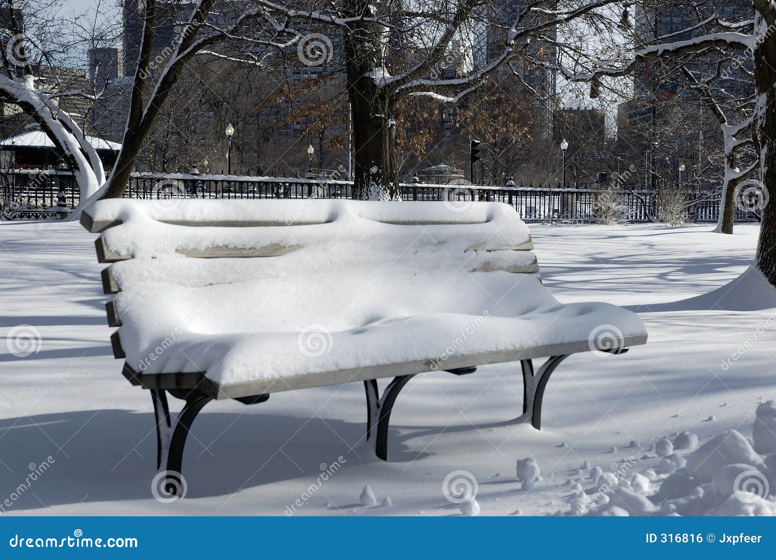 Bench Covered in Snow stock photo. Image of winter, park - 316816
