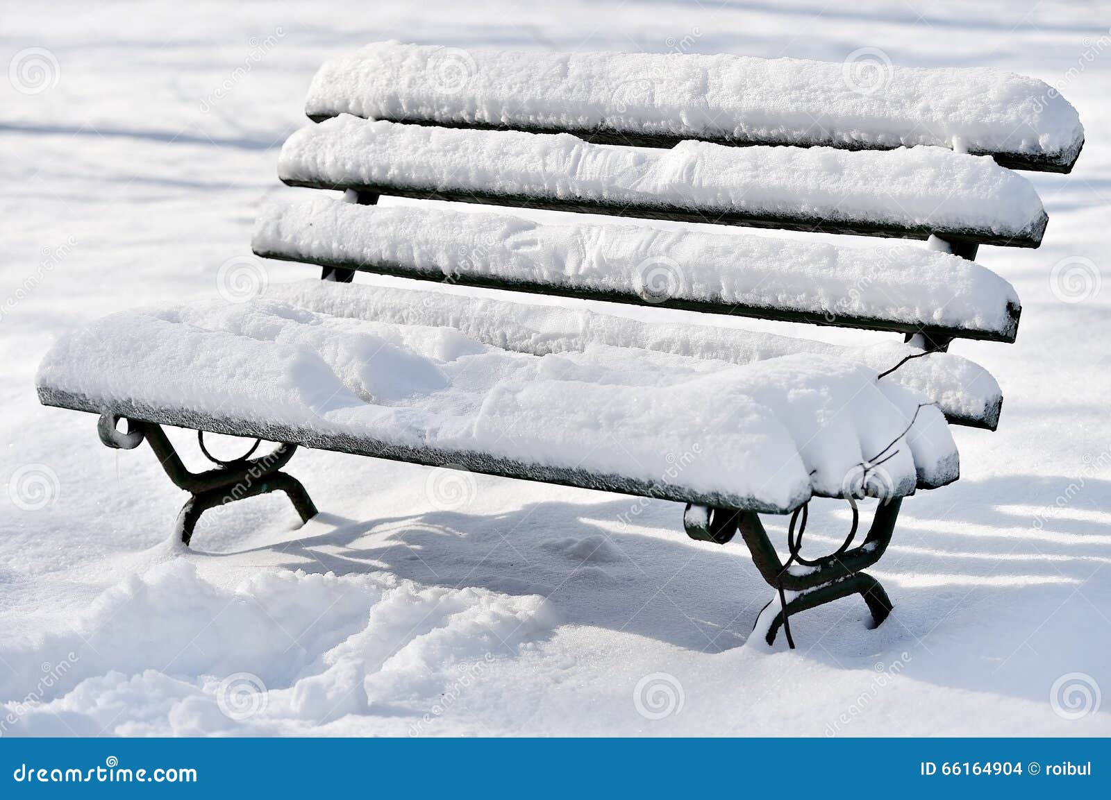 Bench Covered in Snow after Snowfall Stock Photo - Image of empty ...