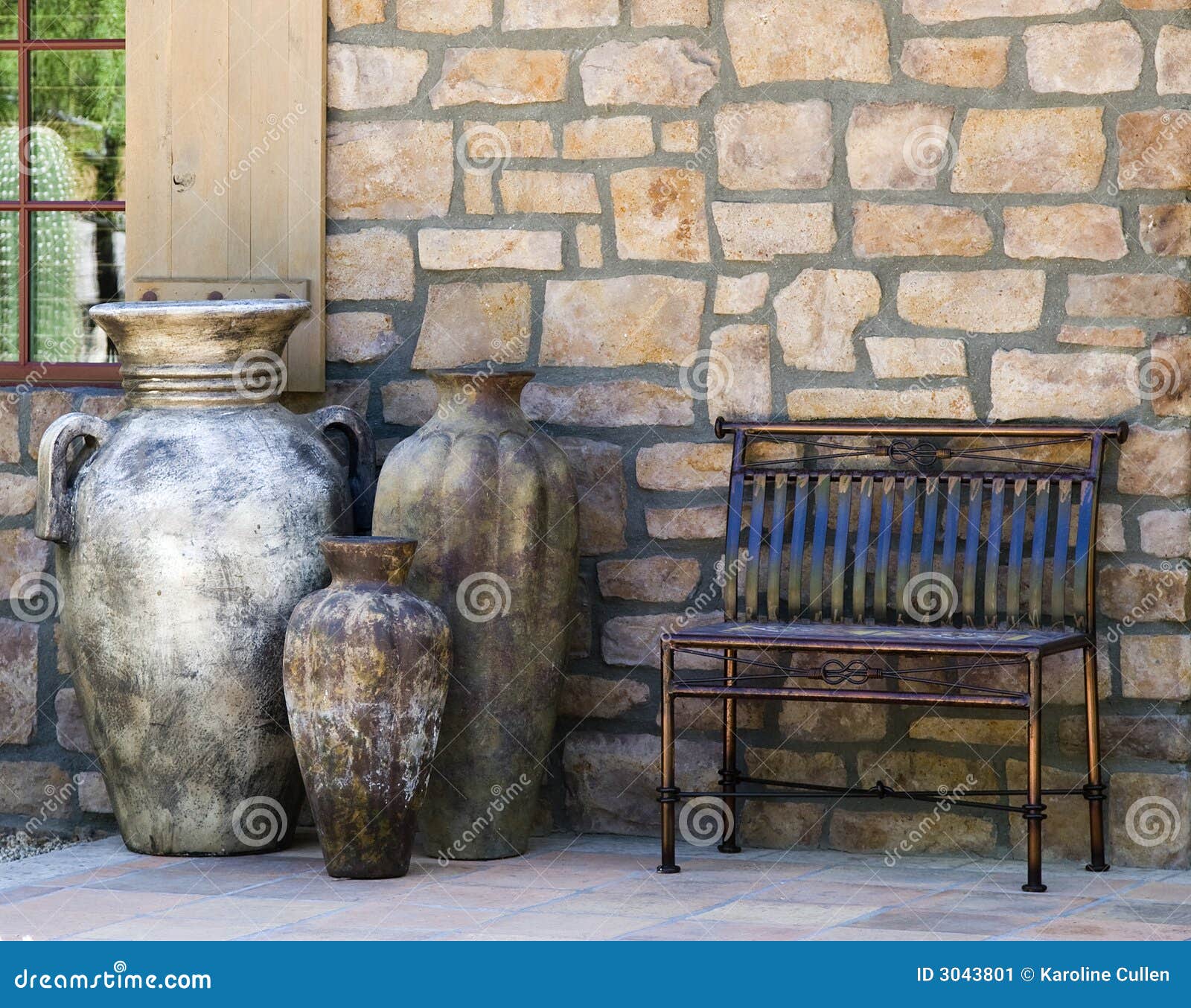 Bench and Decorative Urns stock image. Image of american - 3043801