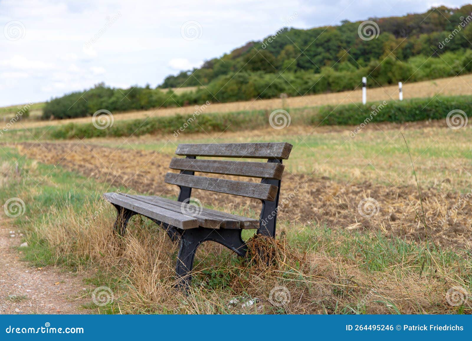 Bench on a Dirt Road with Road in the Background Stock Photo - Image of ...