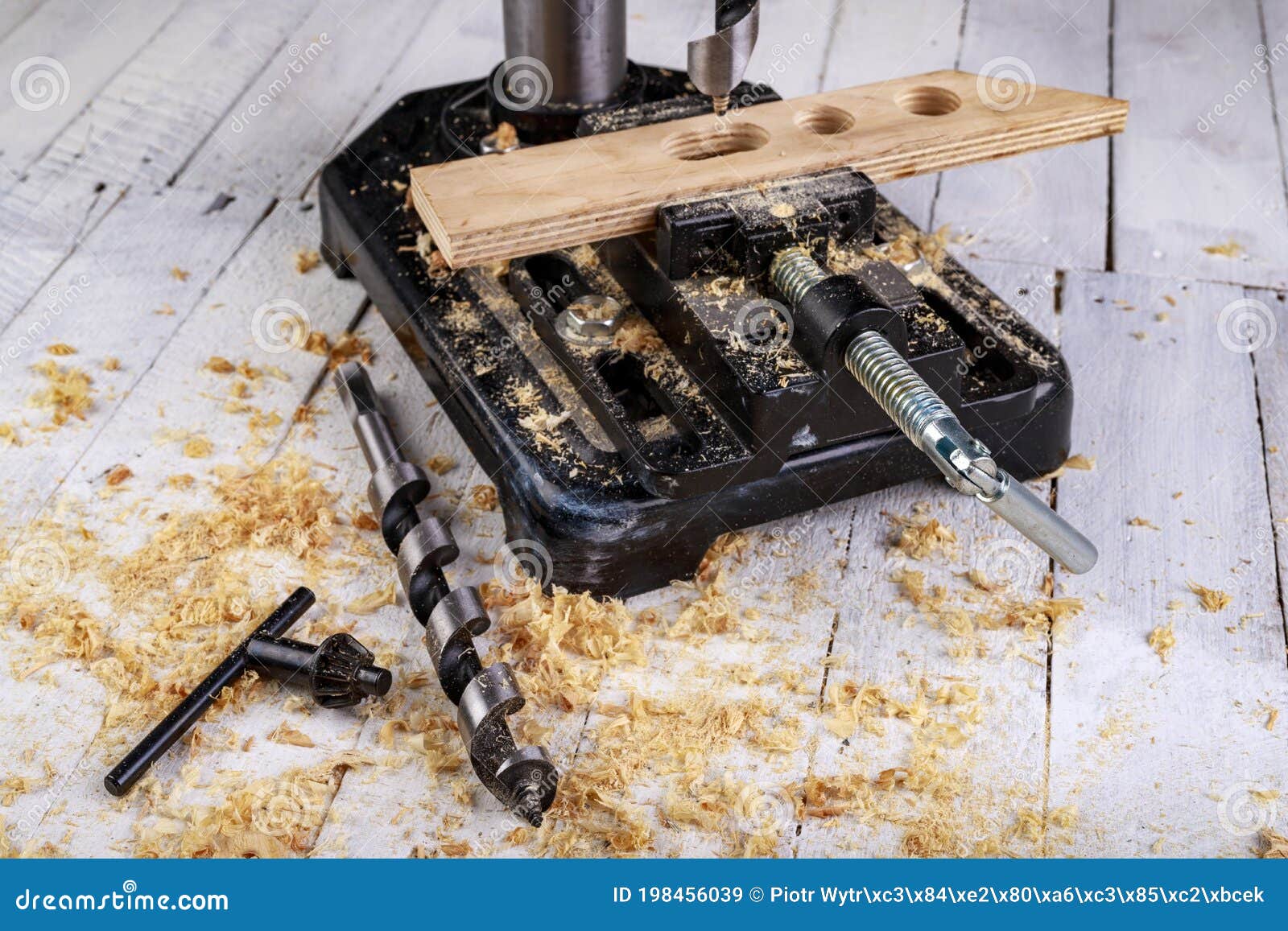 Bench Drill for Small Carpentry Work. Carpentry Work in the Workshop ...