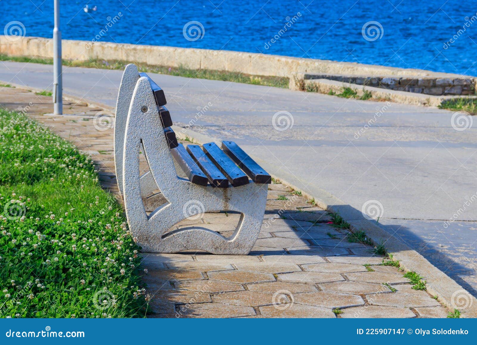 Bench on Embankment of the Sea Stock Image - Image of outdoor, rest ...