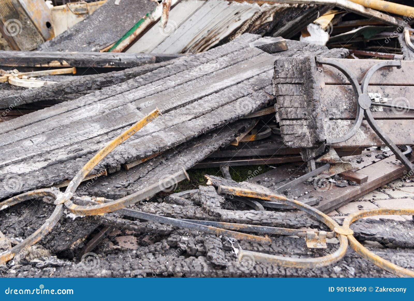 Bench after fire stock image. Image of desolation, cracked - 90153409