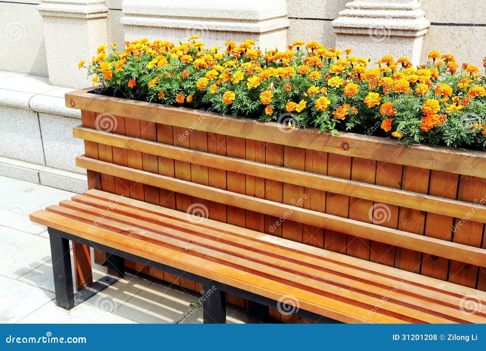 Bench with flowers stock photo. Image of serene, bench - 31201208
