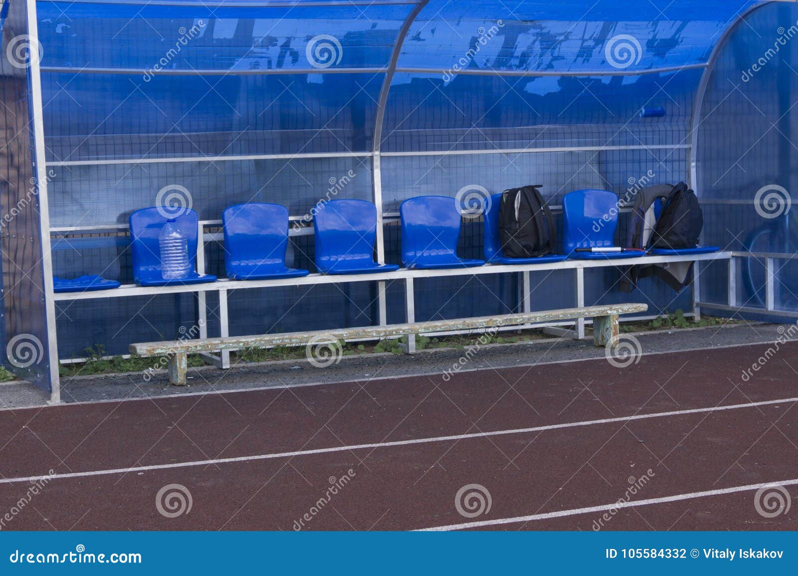 The Bench on the Football Field Stock Photo - Image of green, ball ...