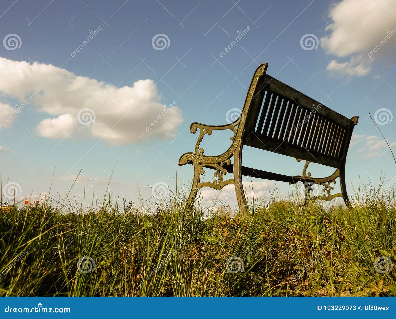 Bench stock image. Image of overlooking, scene, blue - 103229073