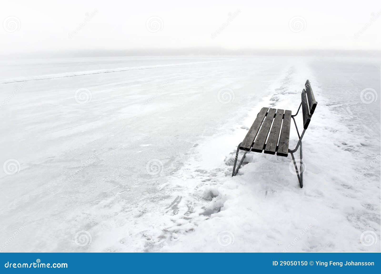 Bench on frozen lake stock photo. Image of storm, space - 29050150