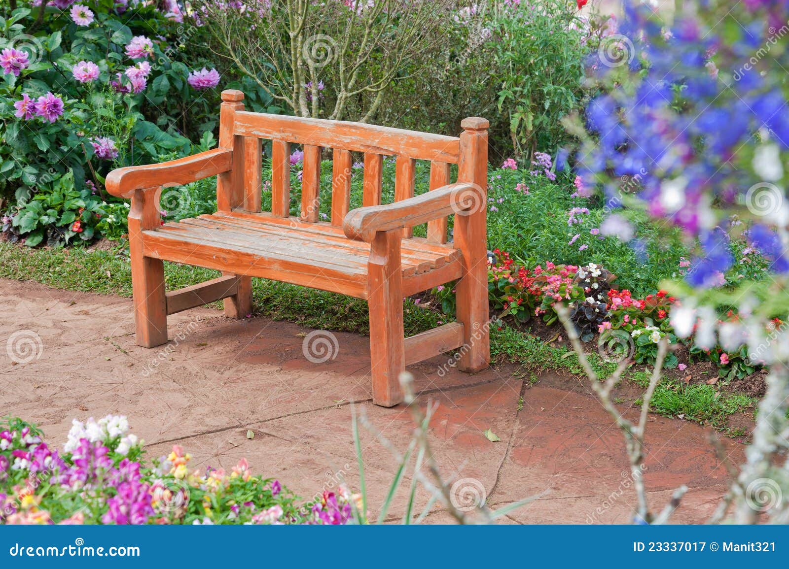 Bench in garden stock image. Image of tranquil, object - 23337017