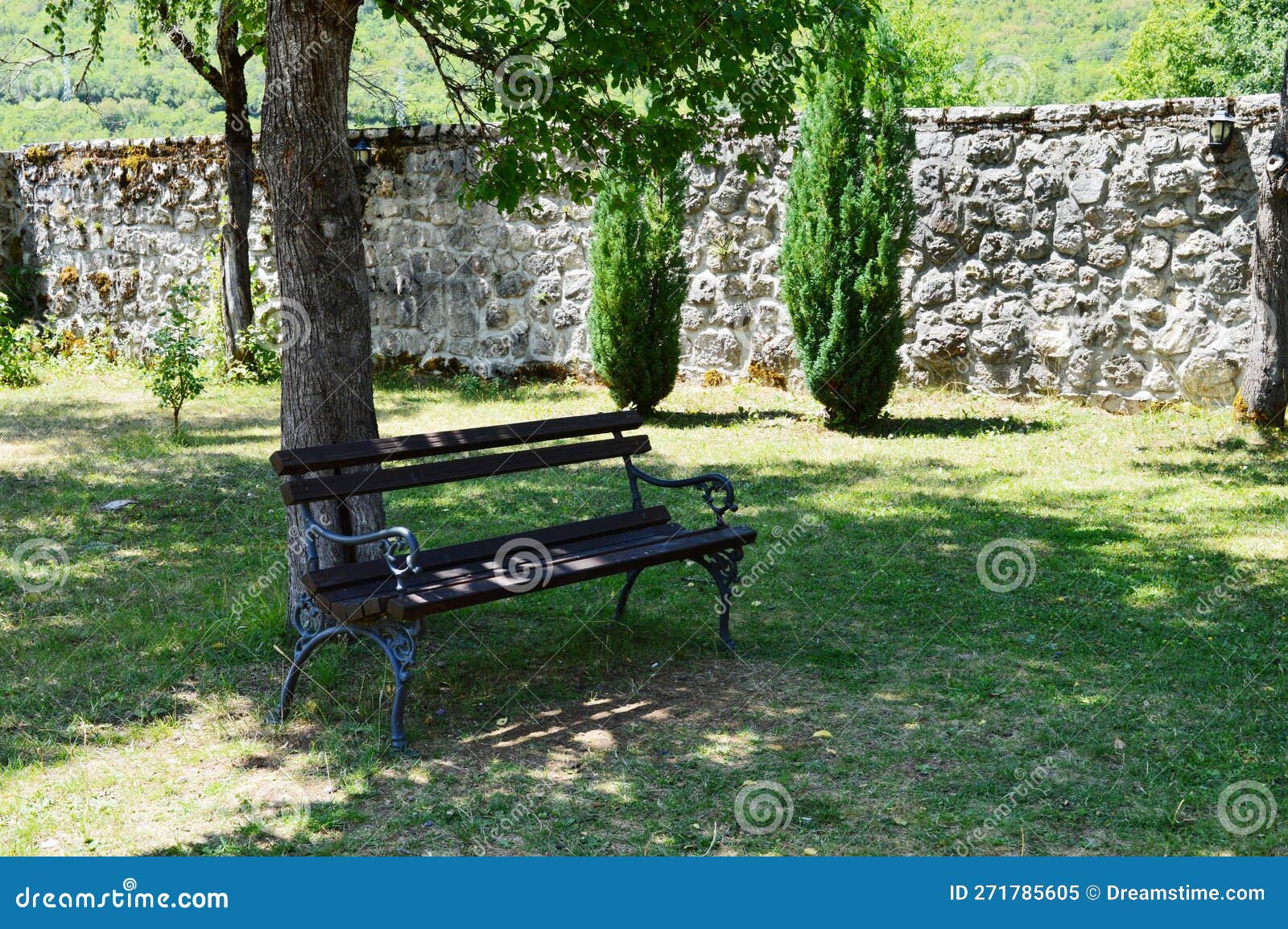 Bench in the Gate of the Monastery Stock Image - Image of autumn, gate ...