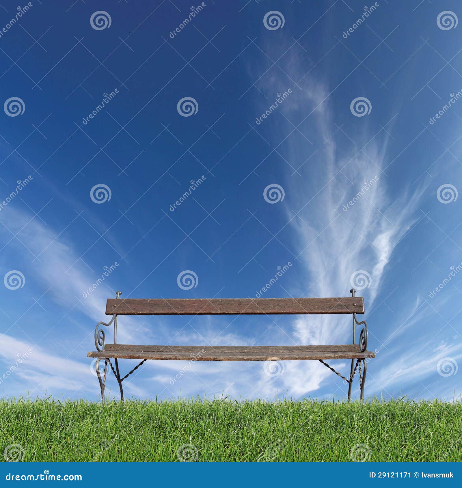 Bench on grass stock image. Image of concept, head, hill - 29121171