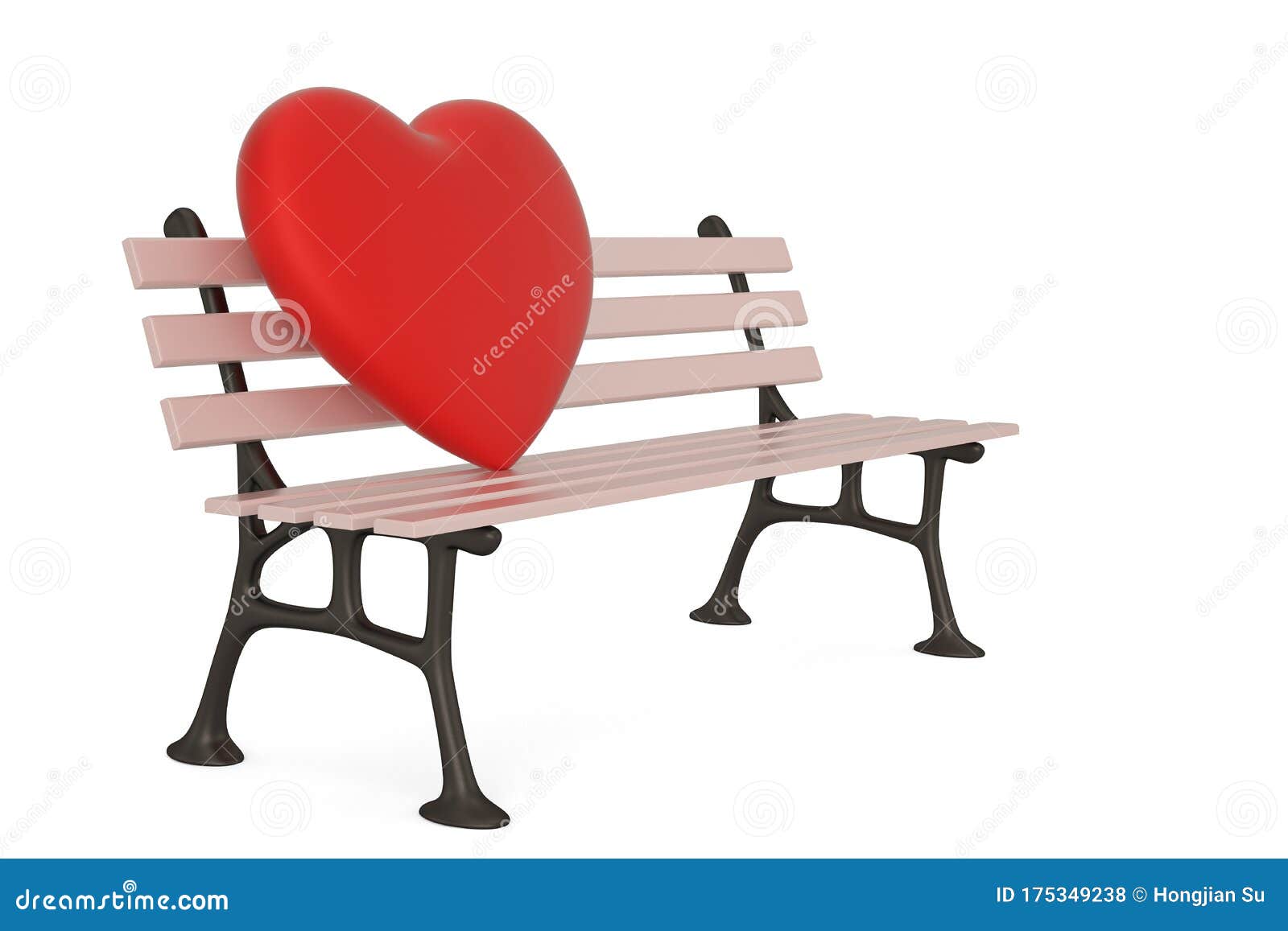 Bench With Heart Isolated On White Background. 3D Illustration ...
