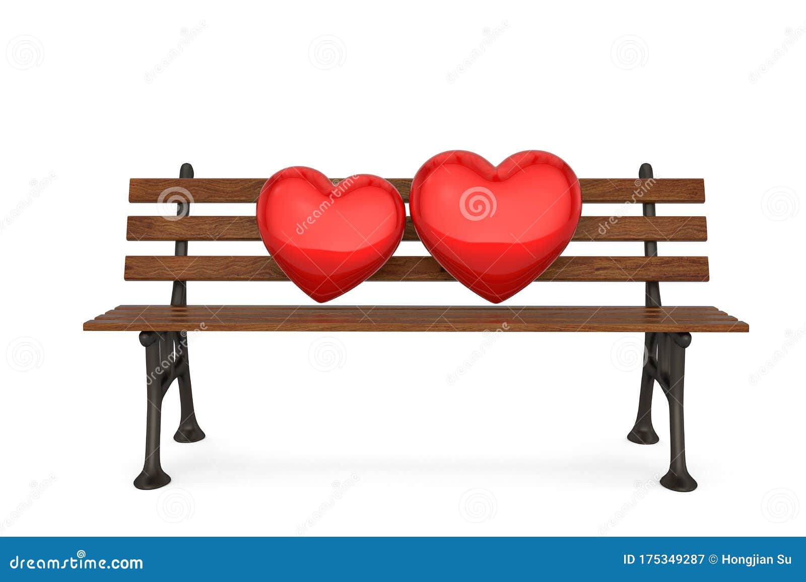 Bench With Heart Isolated On White Background. 3D Illustration ...