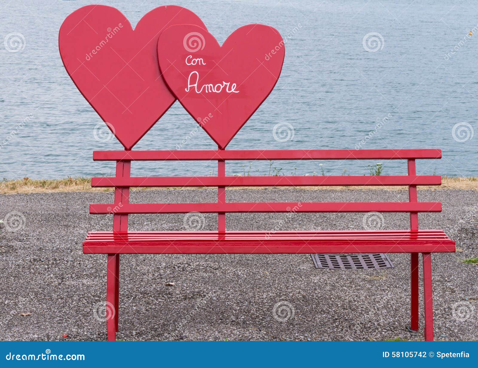 Bench and heart love stock photo. Image of summer, lake - 58105742