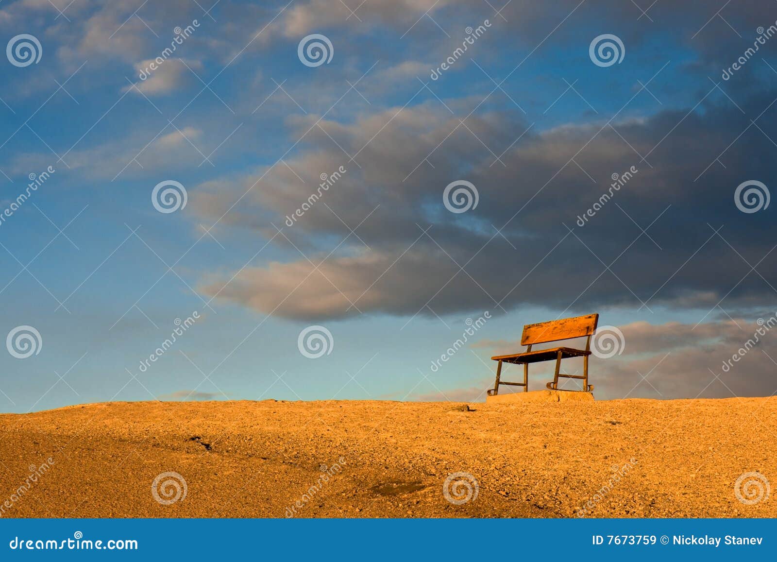 Bench on a Hill at Sunrise stock image. Image of somber - 7673759