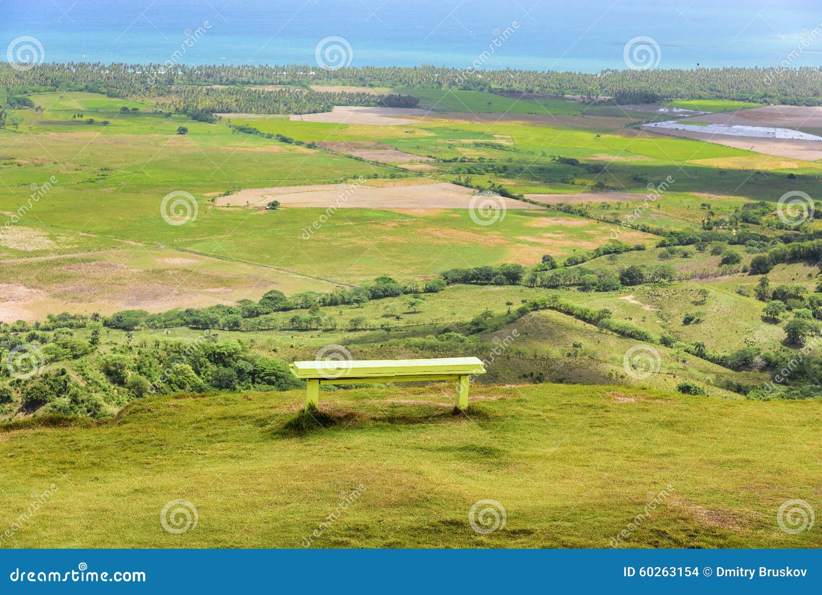 Bench on hill stock photo. Image of green, meditation - 60263154
