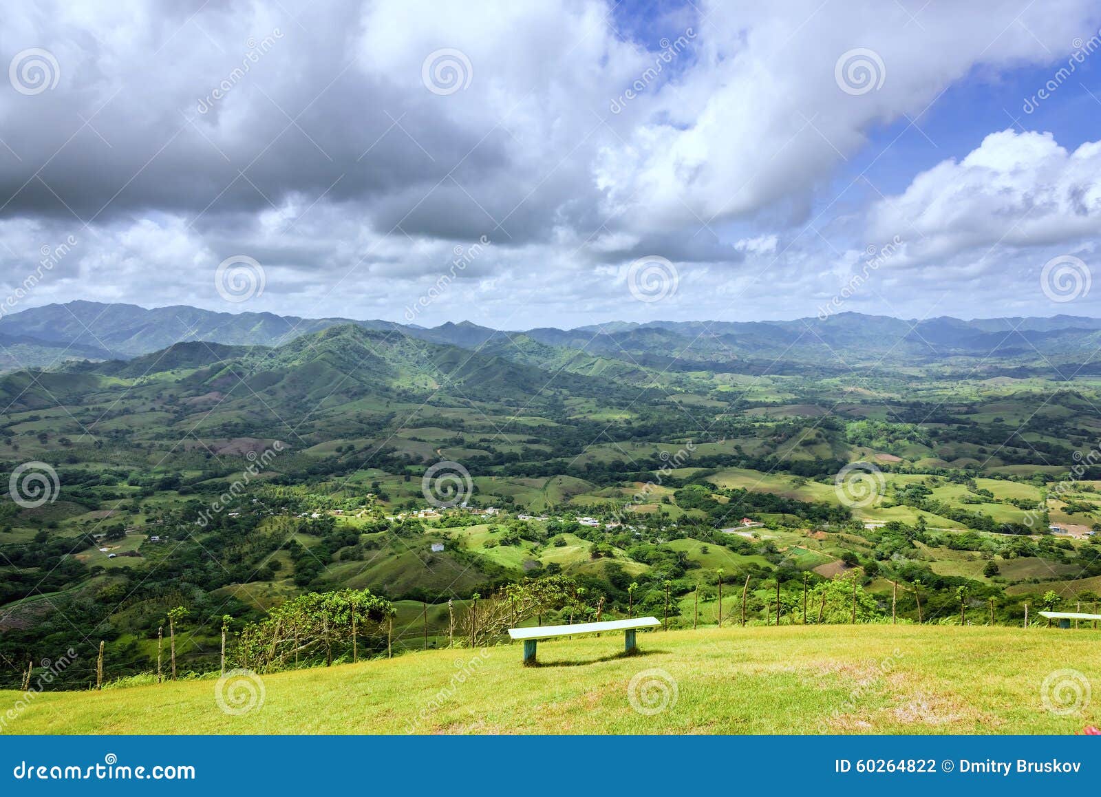 Bench on hill stock photo. Image of cloud, country, seat - 60264822