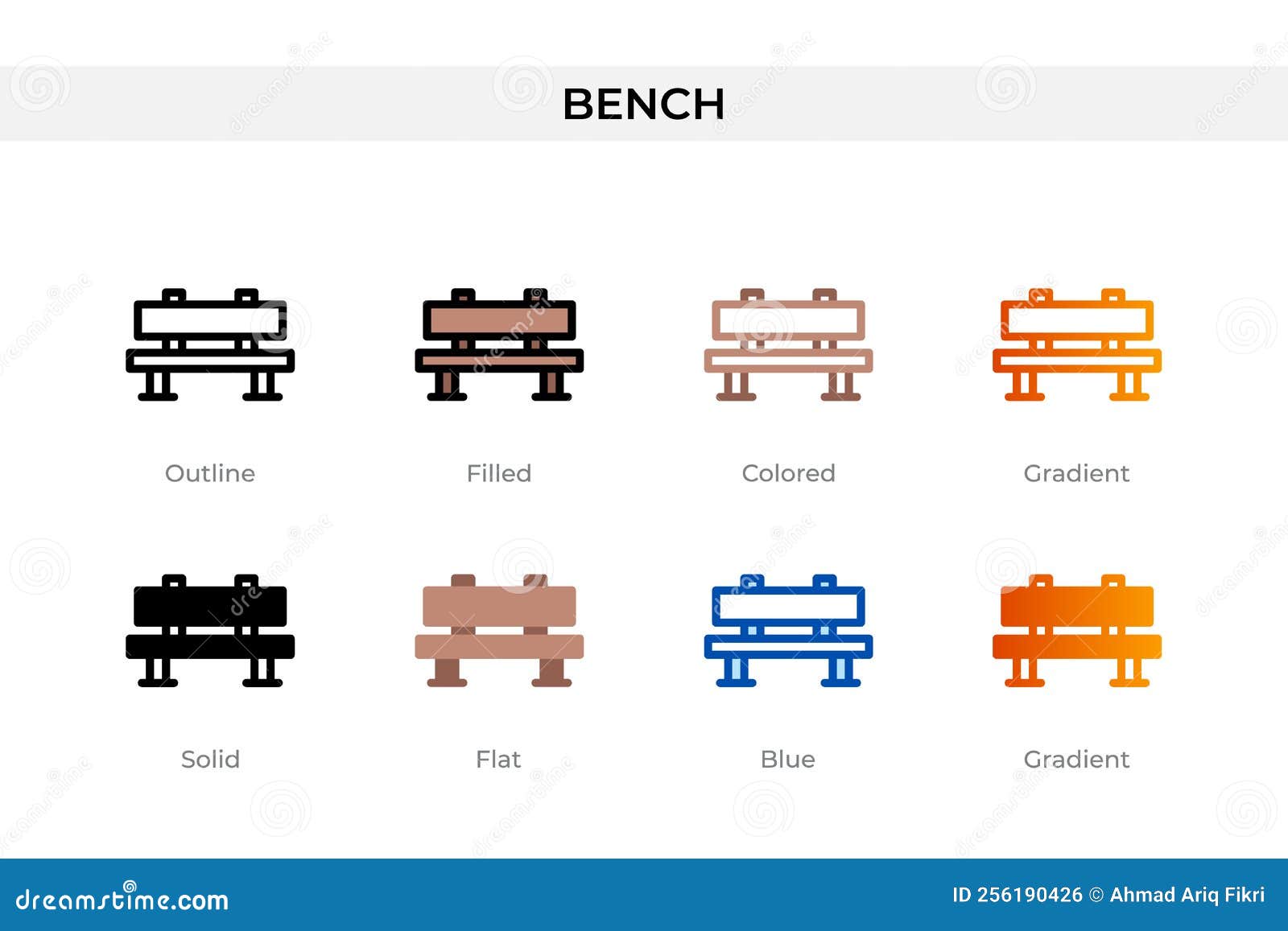 Bench Icon in Different Style. Bench Vector Icons Designed in Outline ...