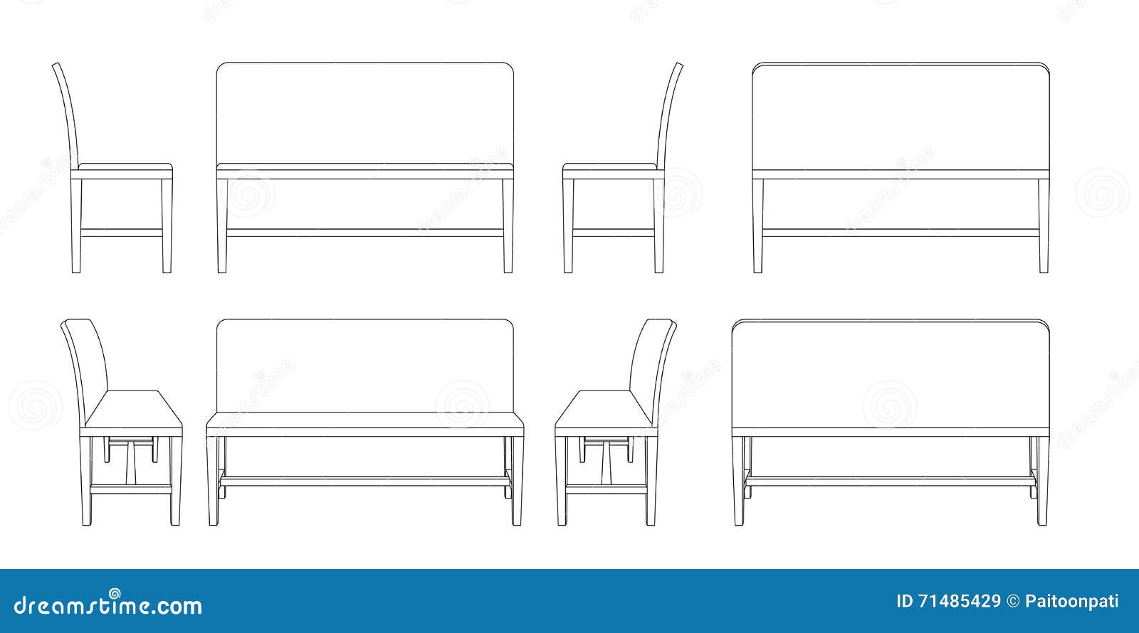 Bench Illustration Outline Set Stock Vector - Illustration of decor ...