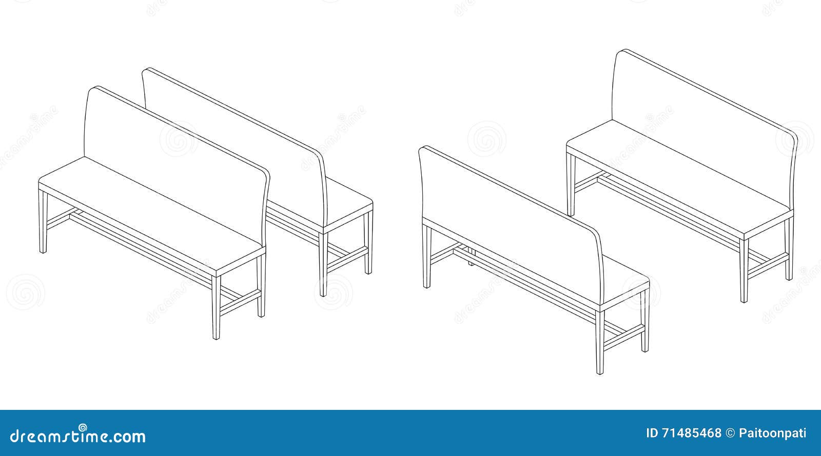 Bench Illustration Outline Set Stock Vector - Illustration of line ...