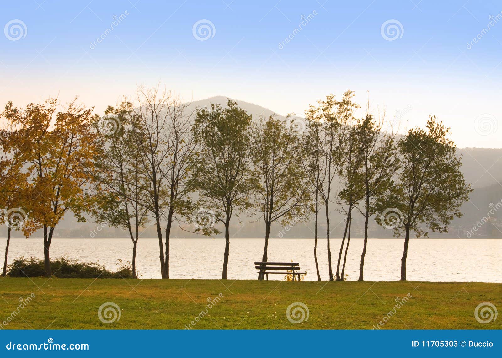 Bench by the lake stock image. Image of autumn, chair - 11705303