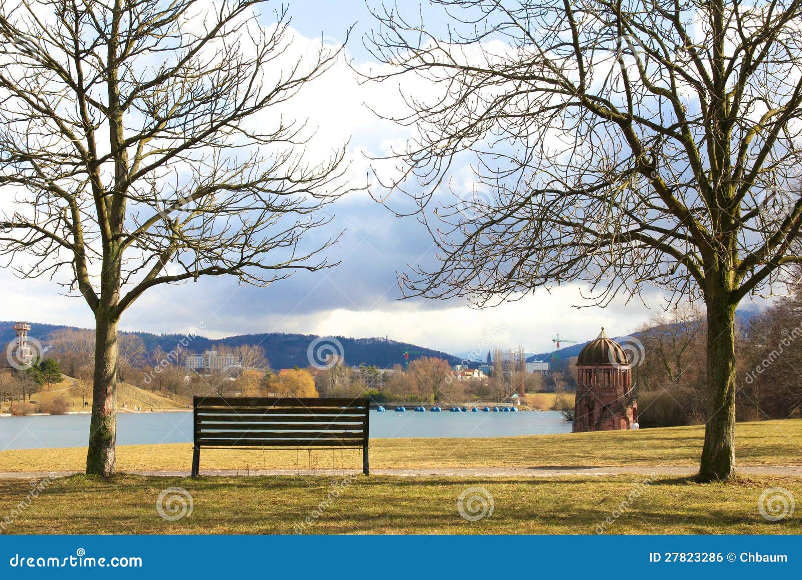 Bench at the lake stock photo. Image of forest, cold - 27823286