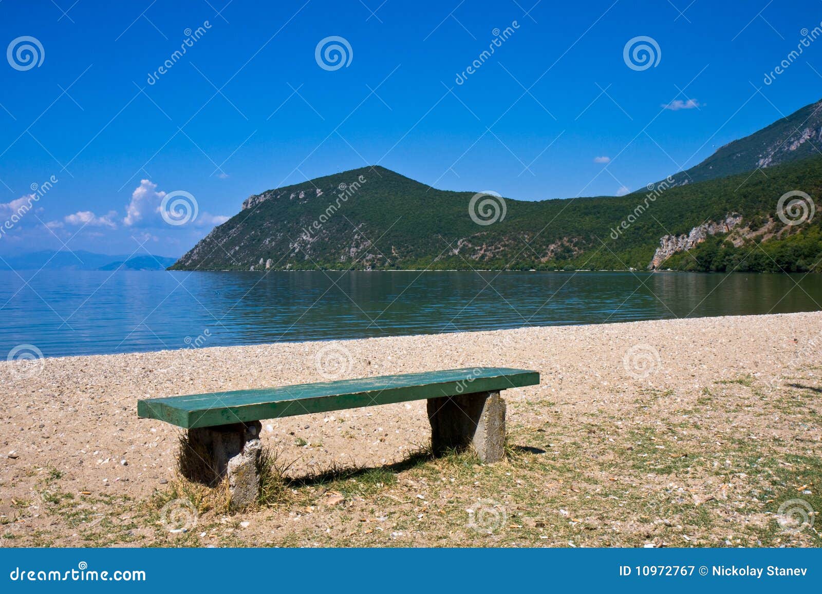 Bench at Lake Ohrid stock image. Image of landscape, rest - 10972767