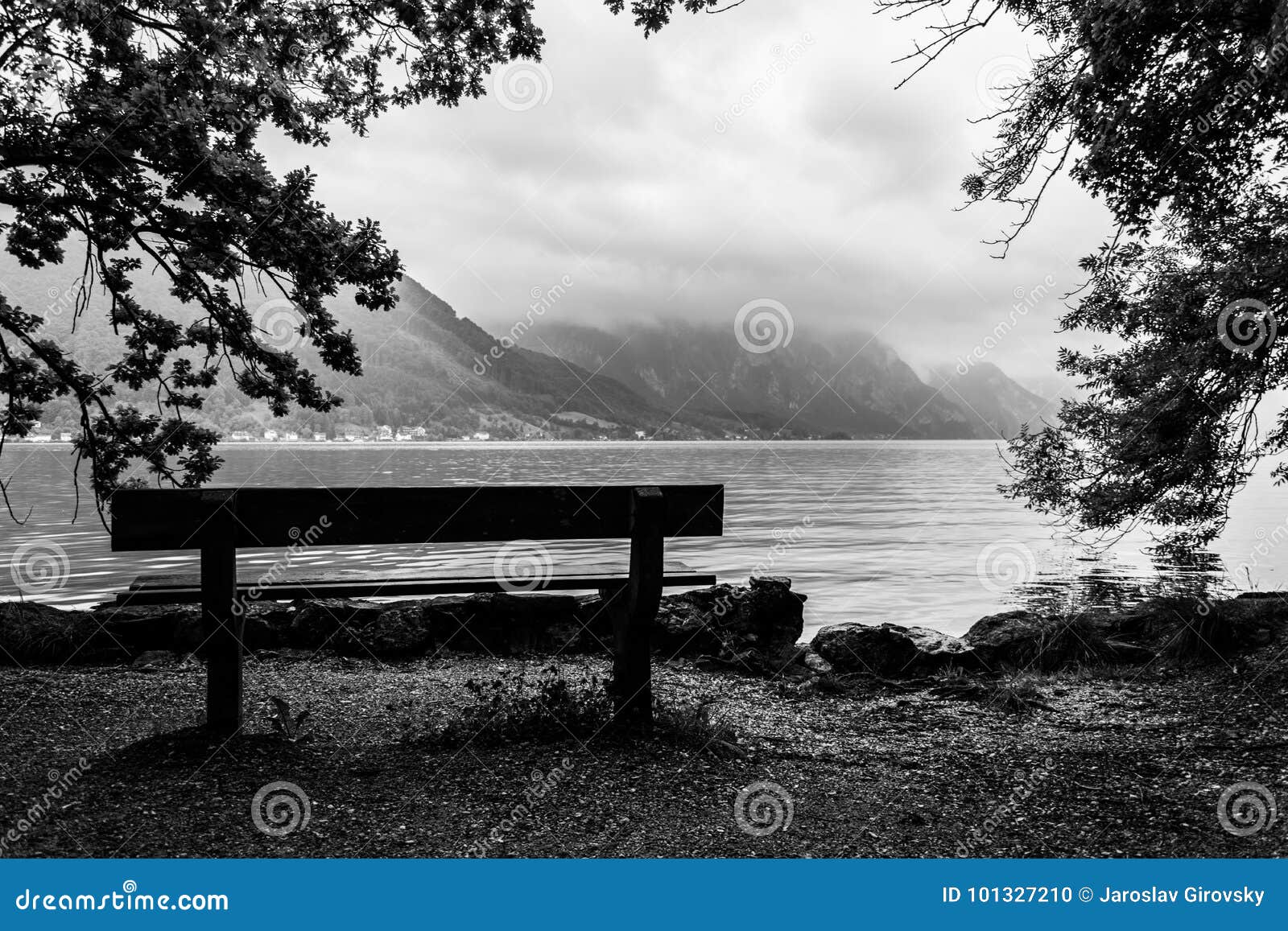 The bench at the lake stock photo. Image of beautiful - 101327210