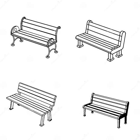 Bench Line Art Vector White Background Stock Illustration ...