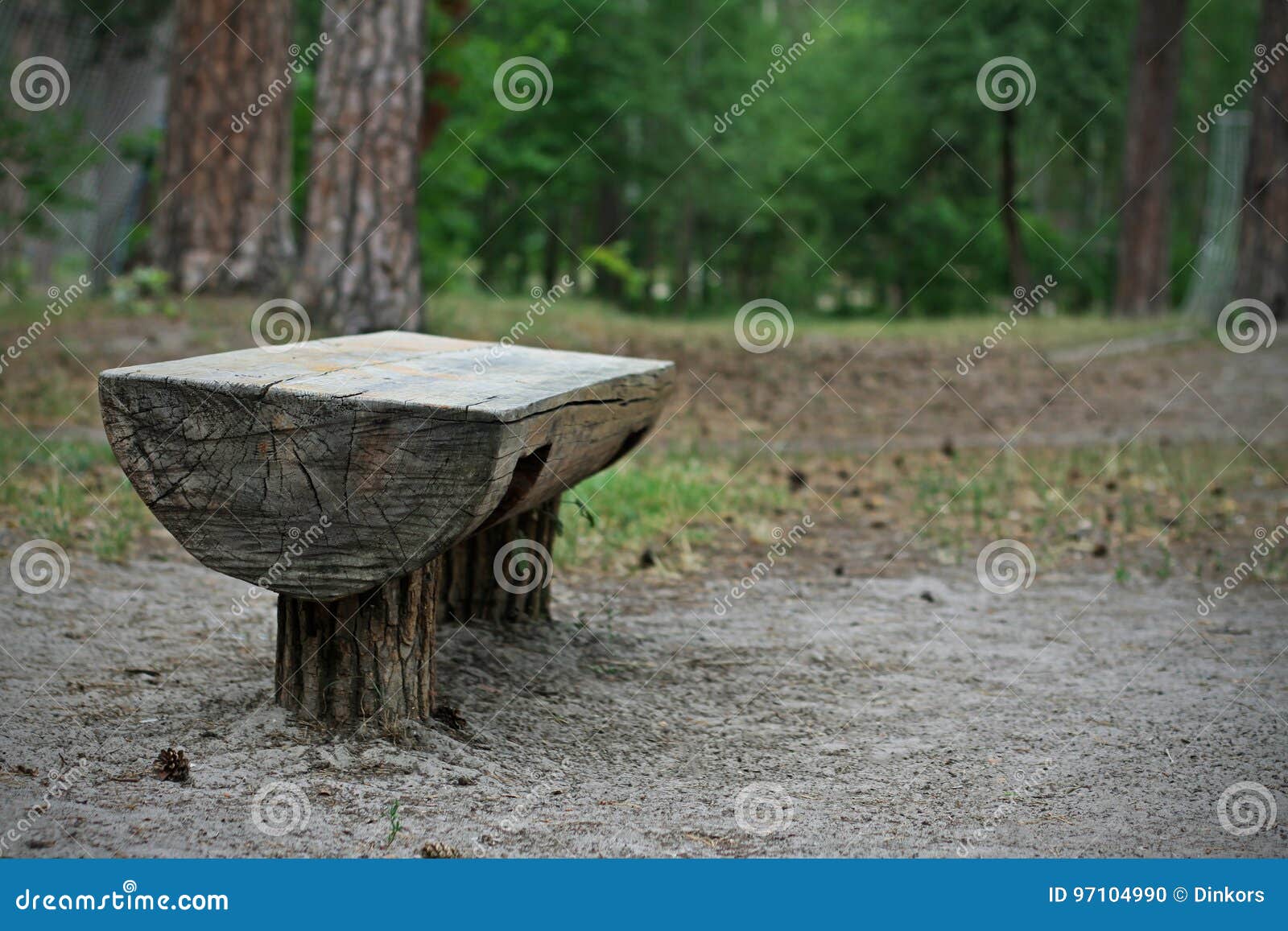 Bench from Logs in the Park Stock Photo - Image of lonely, board: 97104990
