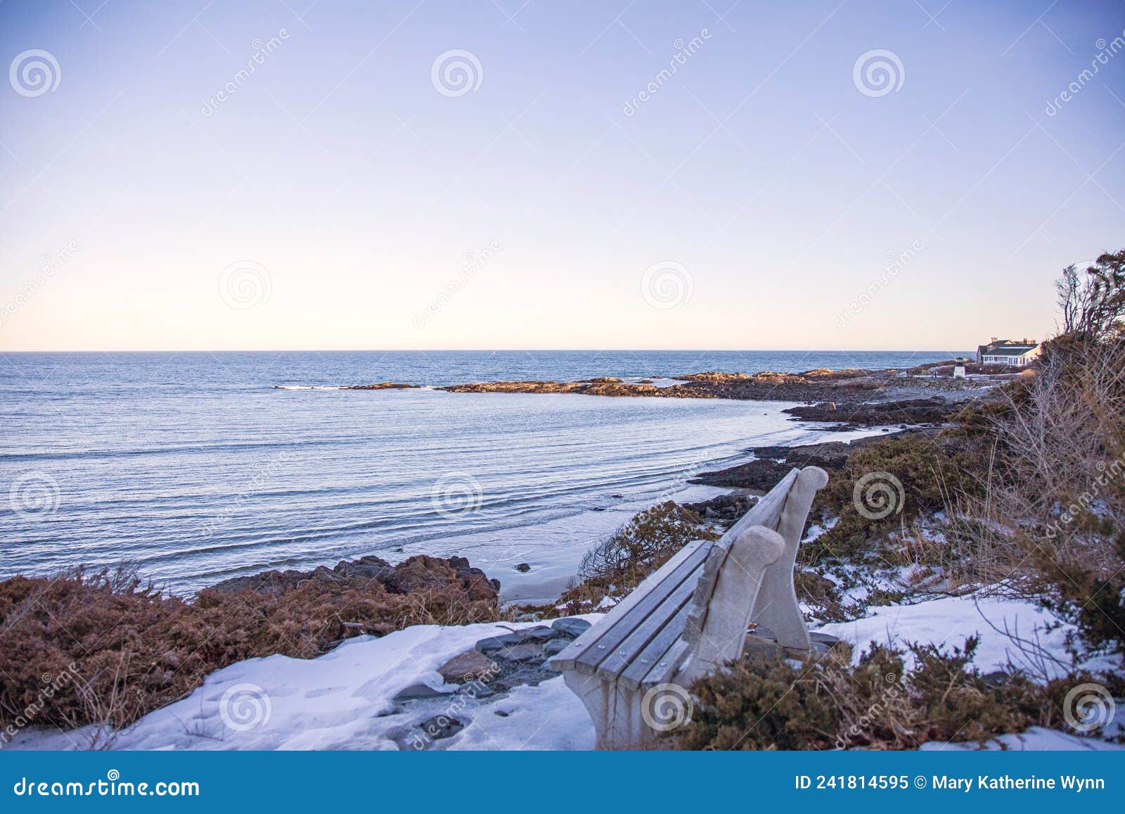 Bench N Marginal Way Path Along the Rocky Coast of Maine in Ogunquit ...