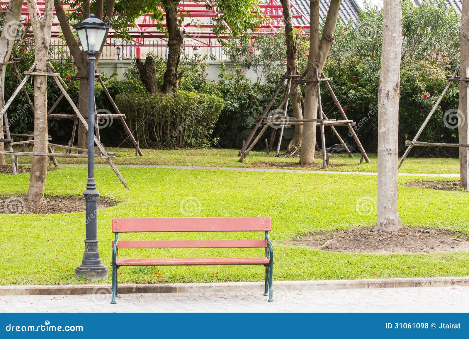 Bench in the National Park,Thailand. Stock Photo - Image of seat, bush ...