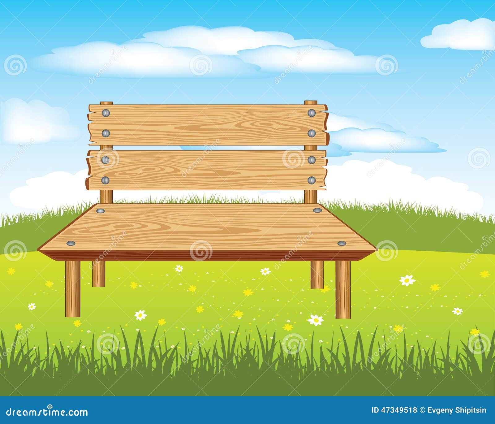 Bench on nature stock vector. Illustration of summer - 47349518