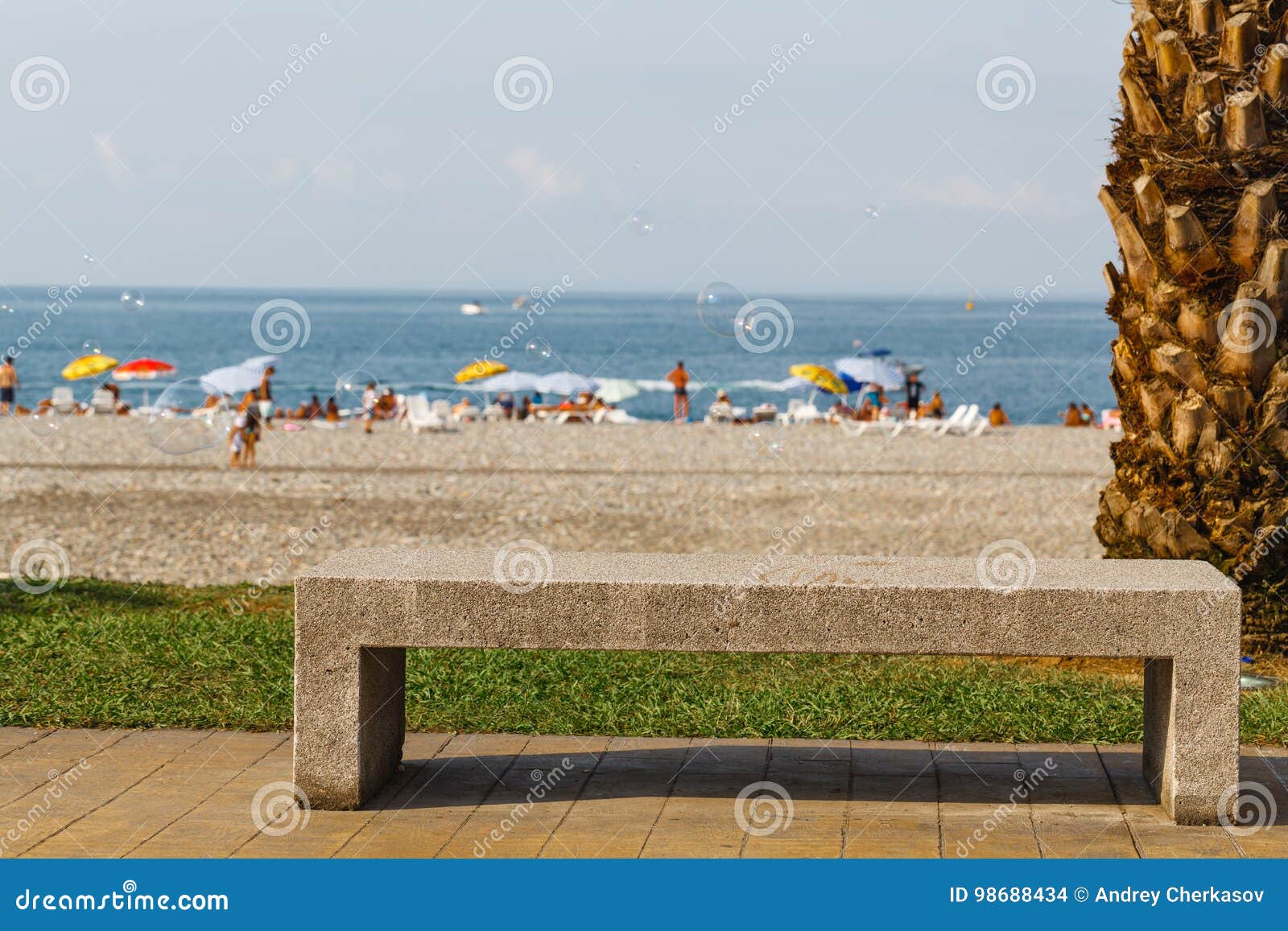 Bench Near Beach and Seaside Stock Photo - Image of nature, promenade ...
