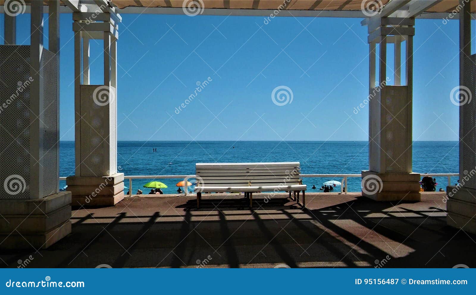 Bench in Nice stock image. Image of shadow, nice, blue - 95156487