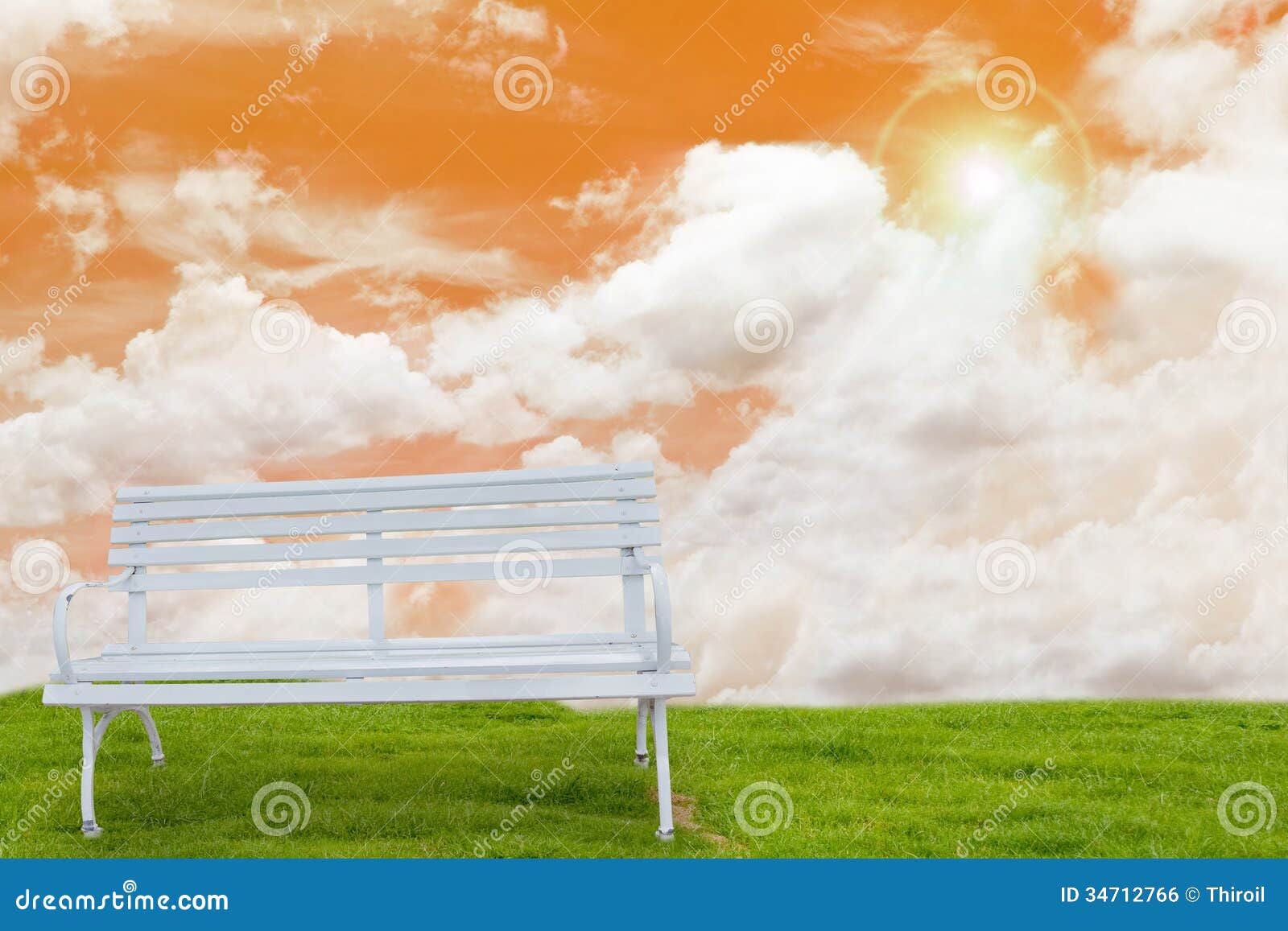 Bench on orange sky. stock photo. Image of peaceful, garden - 34712766