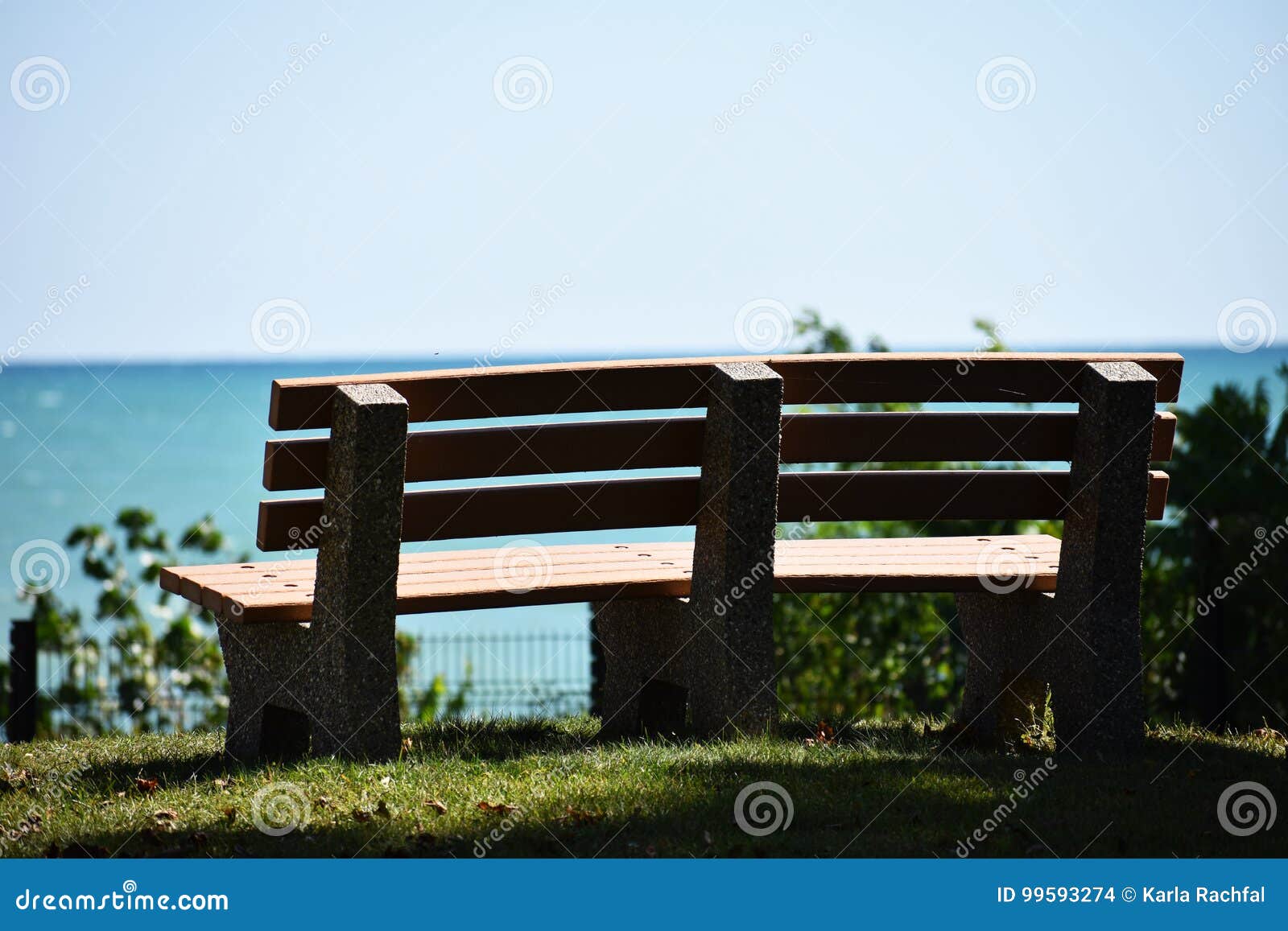Bench overlooking sea stock photo. Image of rewild, nature - 99593274