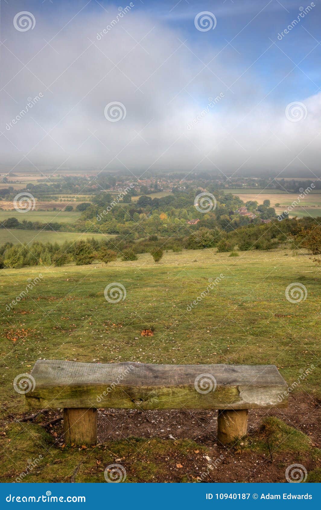 Bench Overlooking a Town in Oxfordshire, England Stock Image - Image of ...