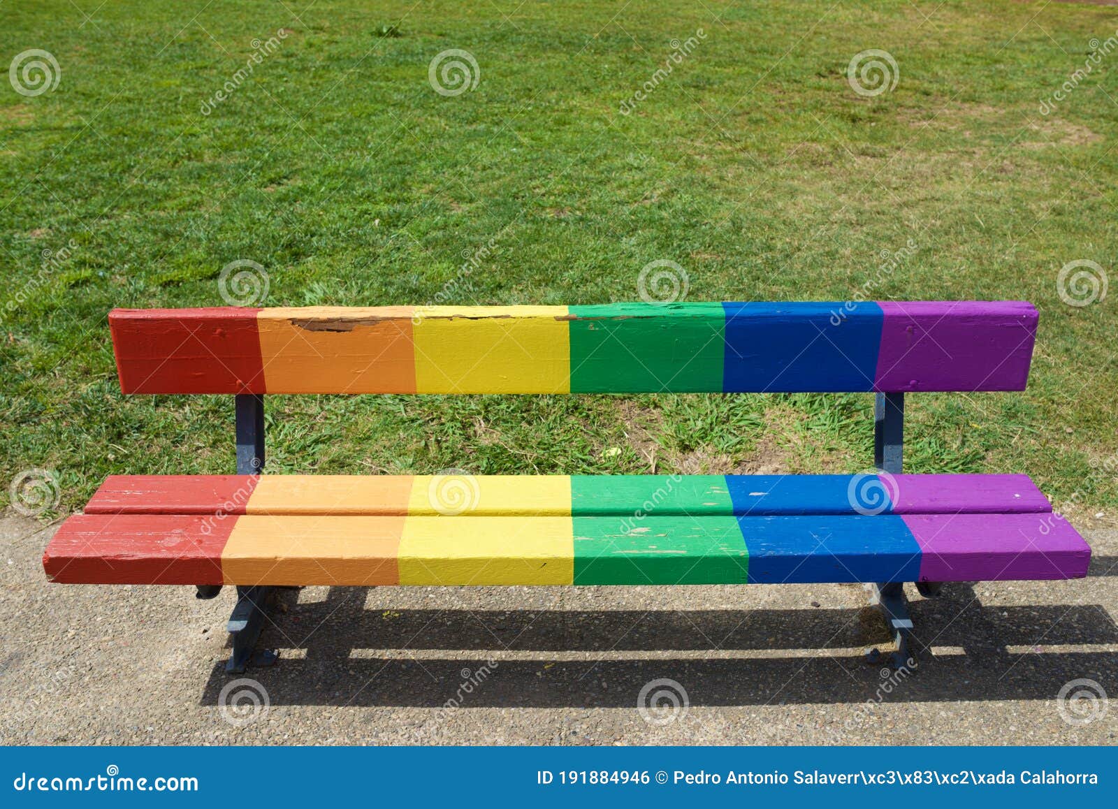 Bench Painted with a Rainbow Stock Photo - Image of city, bench: 191884946