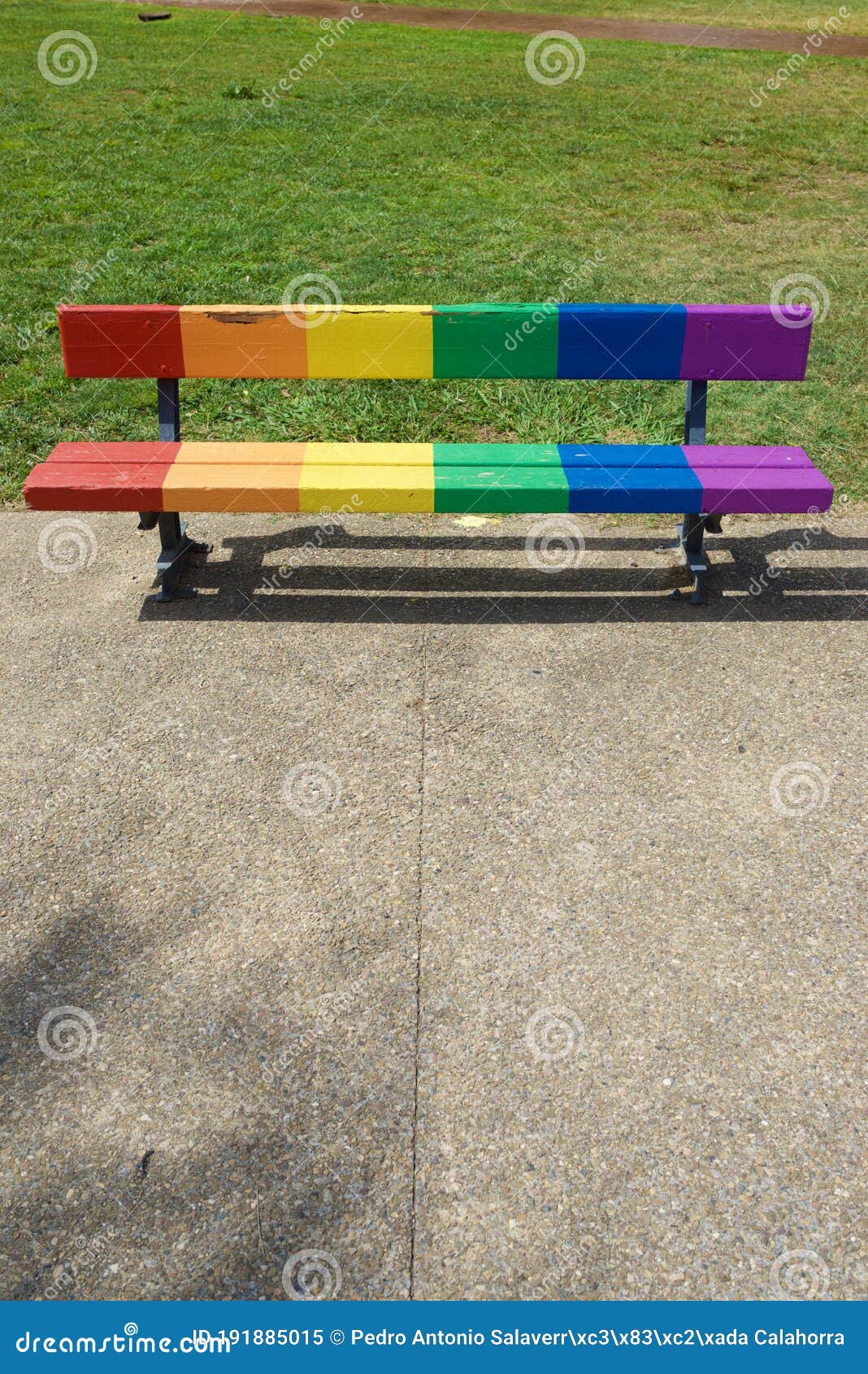 Bench Painted with a Rainbow Stock Image - Image of community, rainbow ...