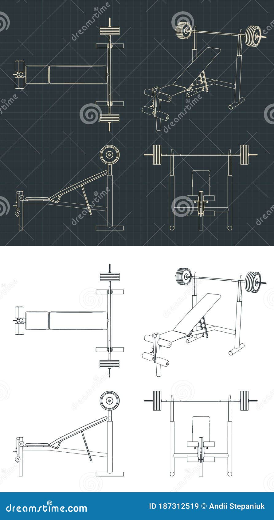 Bench Press with Barbell Drawings Stock Vector - Illustration of ...