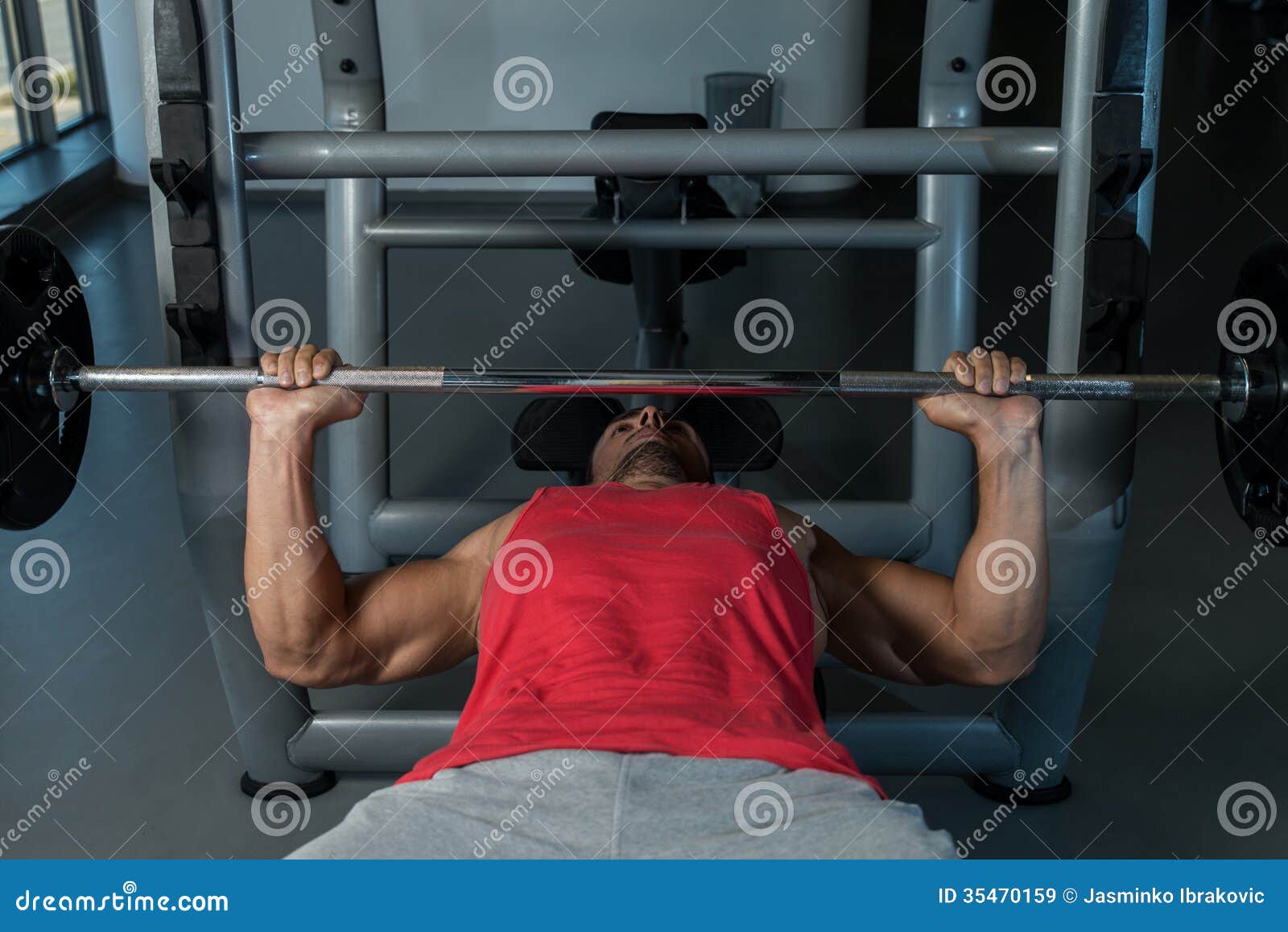 Bench Press at Gym stock image. Image of exercise, gymnastics - 35470159