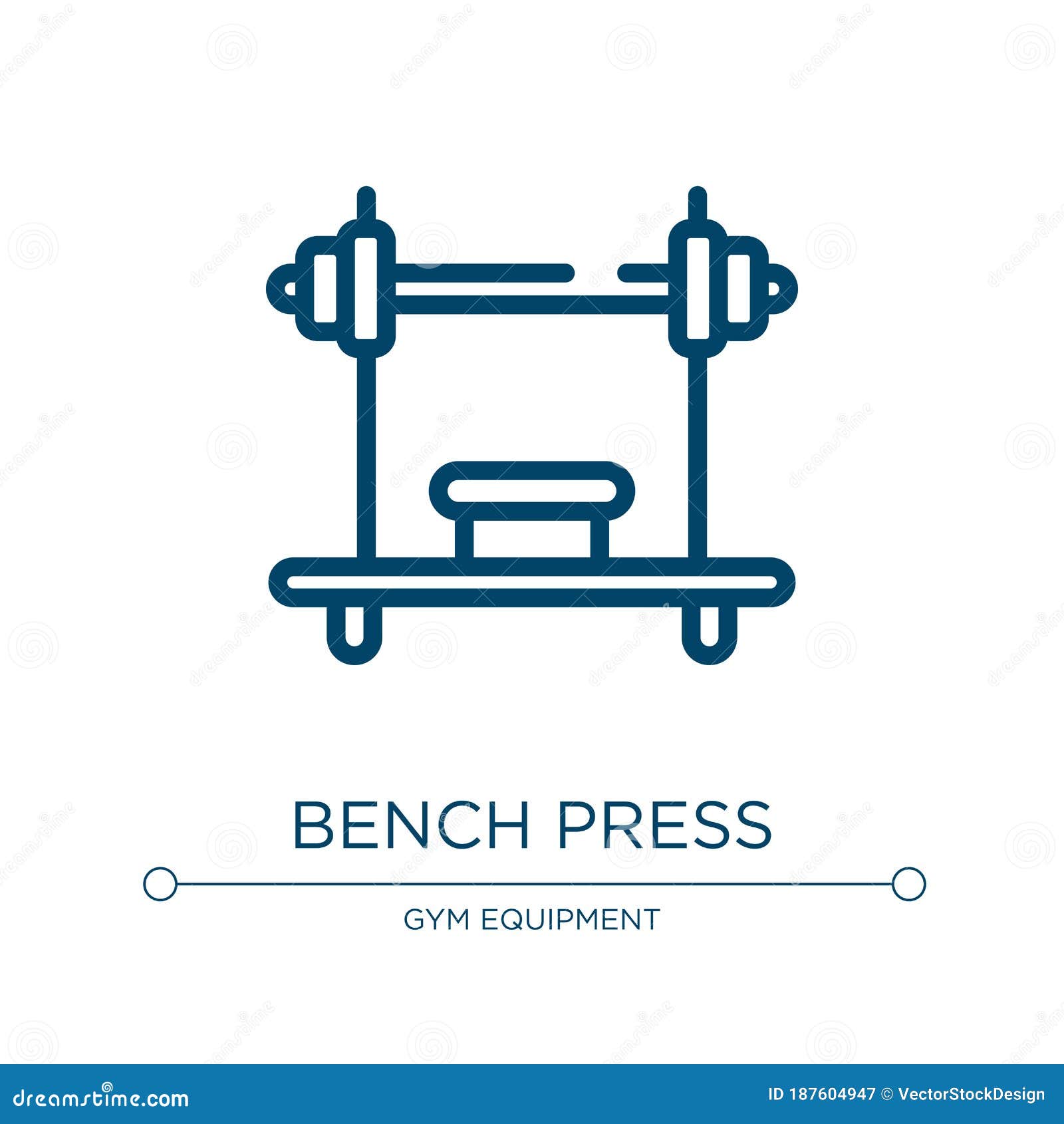 Bench Press Icon. Linear Vector Illustration from Gym Equipment ...